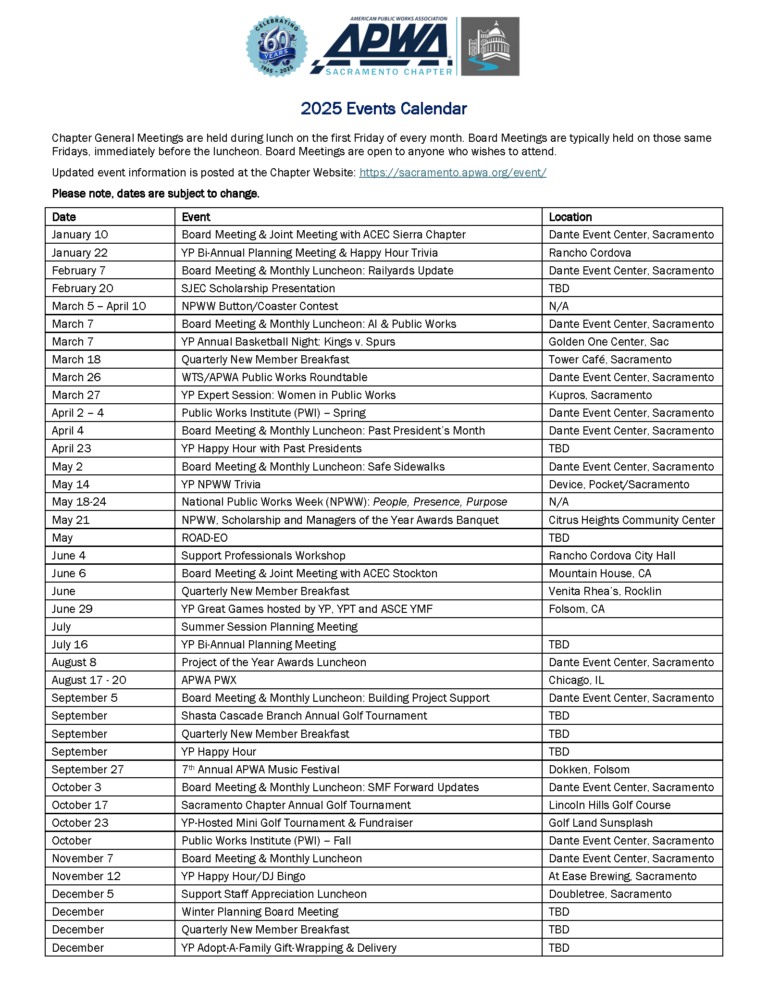 Events – APWA Sacramento Chapter